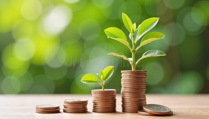 Coins Stacking into Trees Representing Financial Growth, Prosperity ...