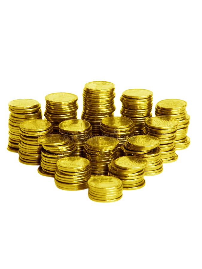 Gold chocolate coins stock photo. Image of stacks, gold - 6893064