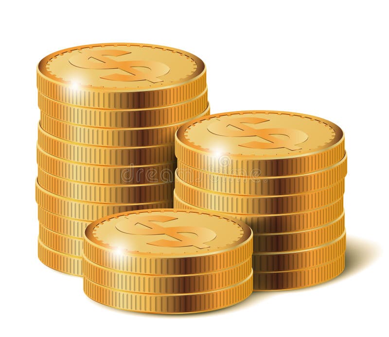 Golden Coins Stacks With Arrow, Vector Illustration. Stock Vector ...