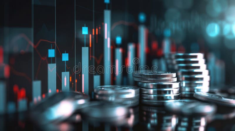 The Coins and Stock Chart.AI Generated Image Stock Image - Image of ...