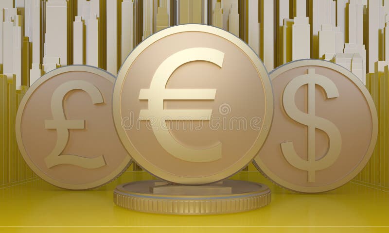 Coins with Symbols of 3 Main Currencies Stock Illustration ...