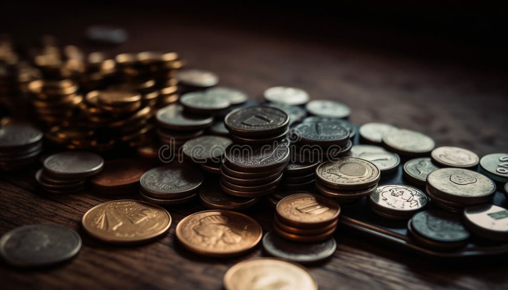 Coins on the table coins stock illustration. Illustration of finances ...
