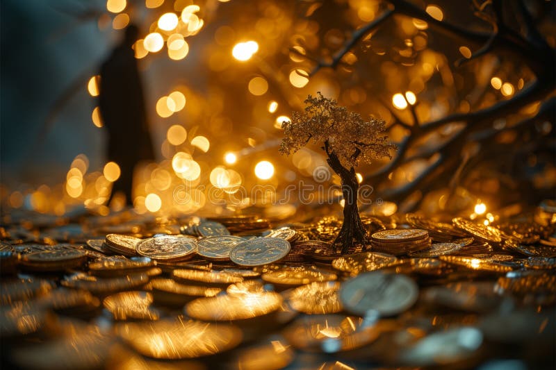 Coins on Table, a Collection of Currency Stock Illustration ...