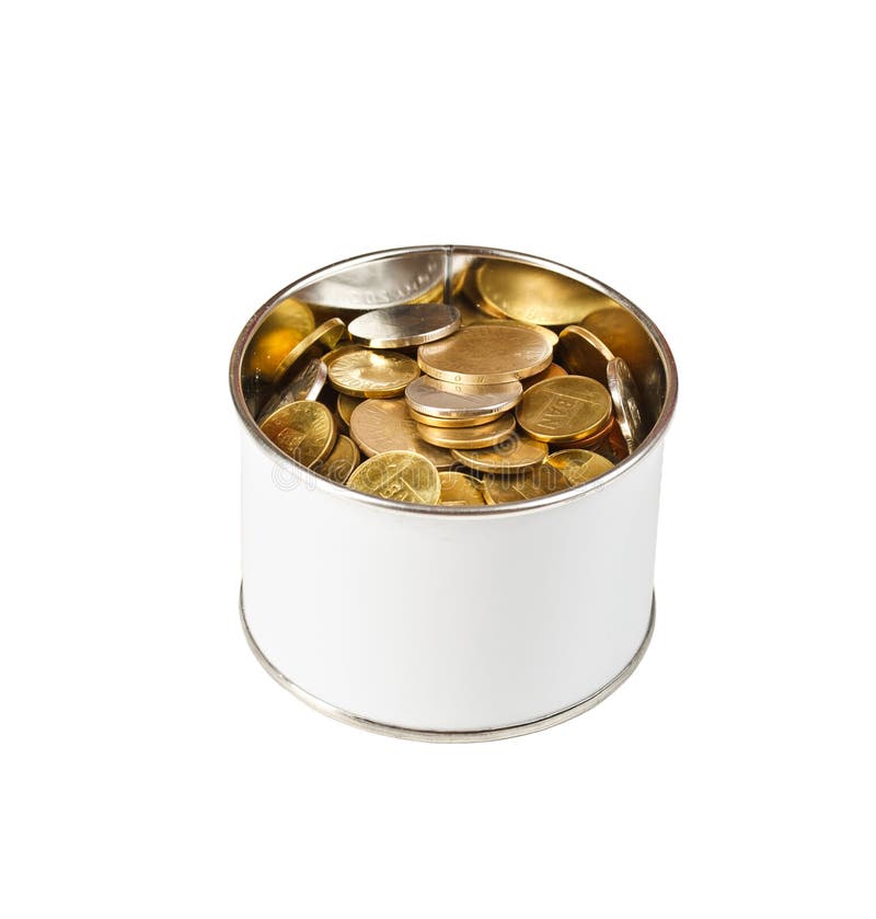 Coins in open tin can stock photo. Image of open, inflation - 25660034