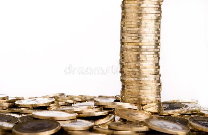 Coins tower stock image. Image of money, european, white - 13474291