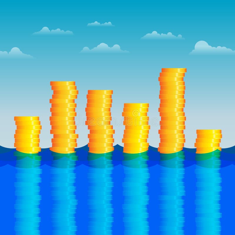 Coins in the Water stock vector. Illustration of cartoon - 28506503