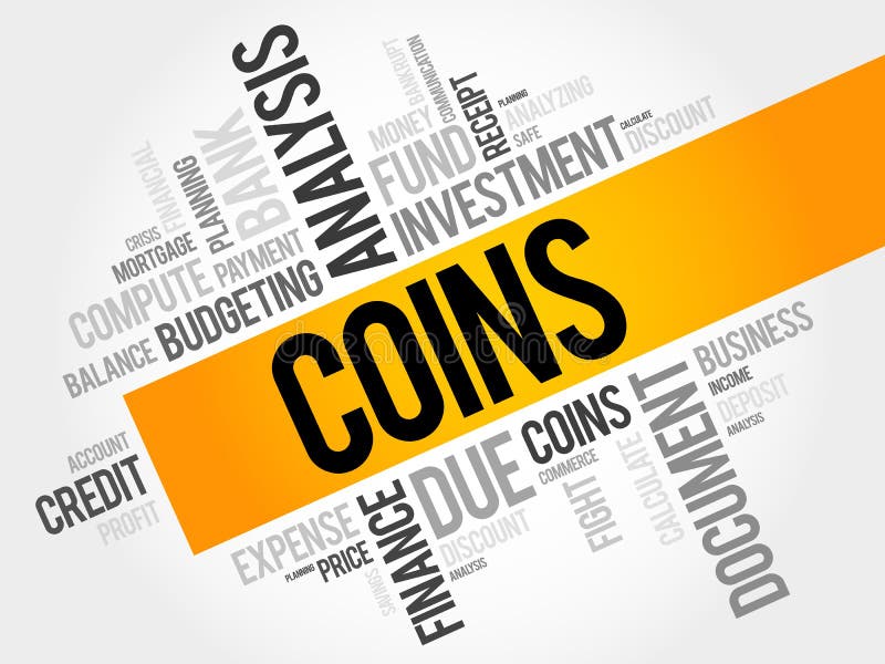 COINS word cloud stock illustration. Illustration of earnings - 200015939