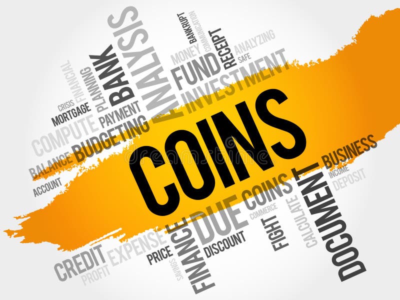 COINS word cloud stock illustration. Illustration of coin - 200705688