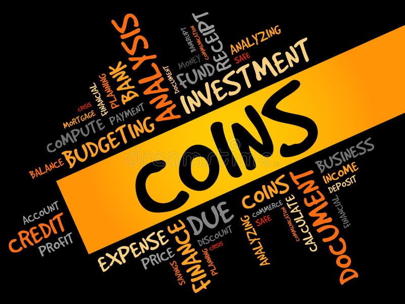 COINS word cloud stock illustration. Illustration of word - 200307552