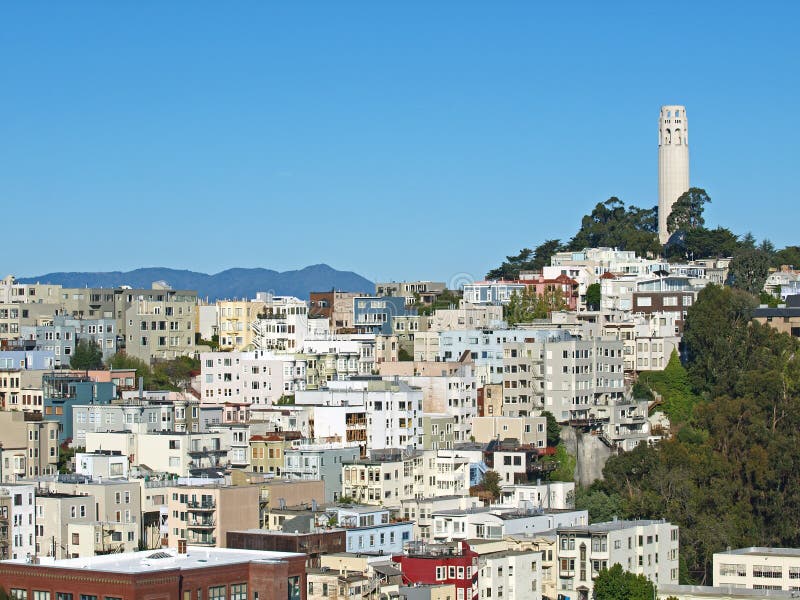 Coit Tower Park San Francisco Stock Image - Image of united, homes ...