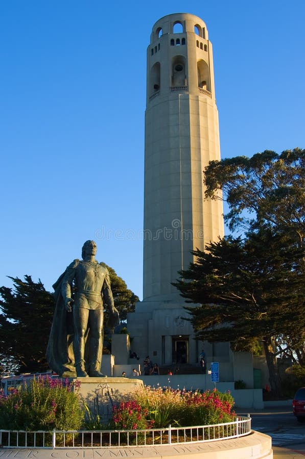 Coit Tower stock image. Image of christopher, sunset, tall - 4576761