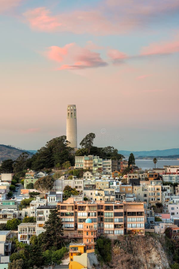 Coit Tower by night stock image. Image of monument, hill - 27148785
