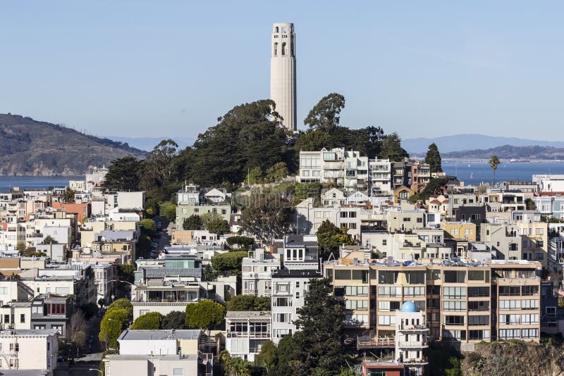 Coit Tower Park San Francisco Stock Image - Image of united, homes ...