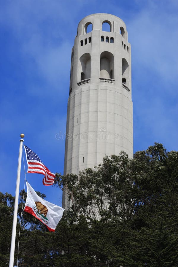 Coit Tower in San Francisco Atop Telegraph Hill Stock Image - Image of ...