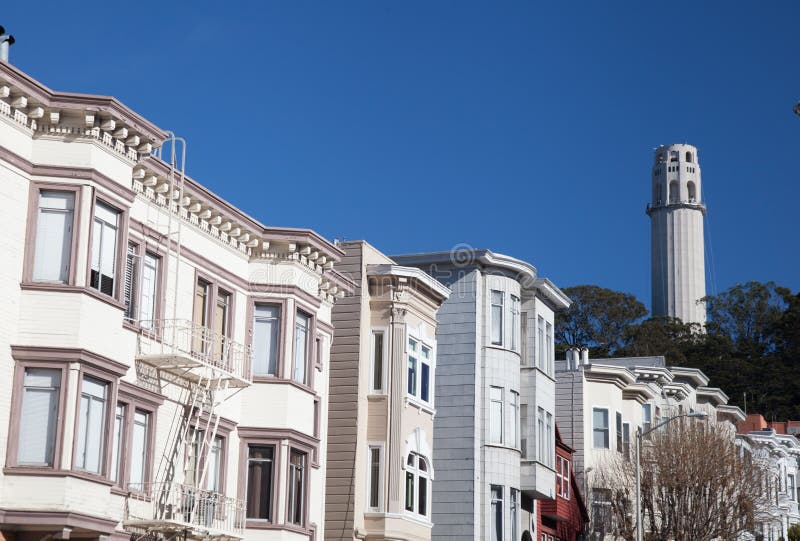 Coit Tower stock image. Image of white, homes, coit, stone - 64262201