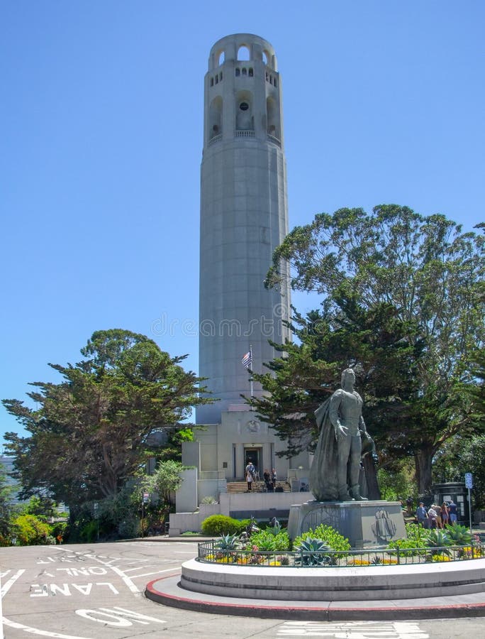Coit Tower at Telegraph Hill Editorial Image - Image of shrub, deco ...