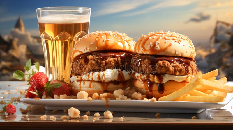 Cola and Burgers on a White Table Stock Photo - Image of soda ...