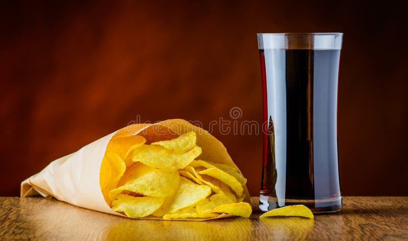 Cola and Chips stock photo. Image of chips, cola, potato - 65476814