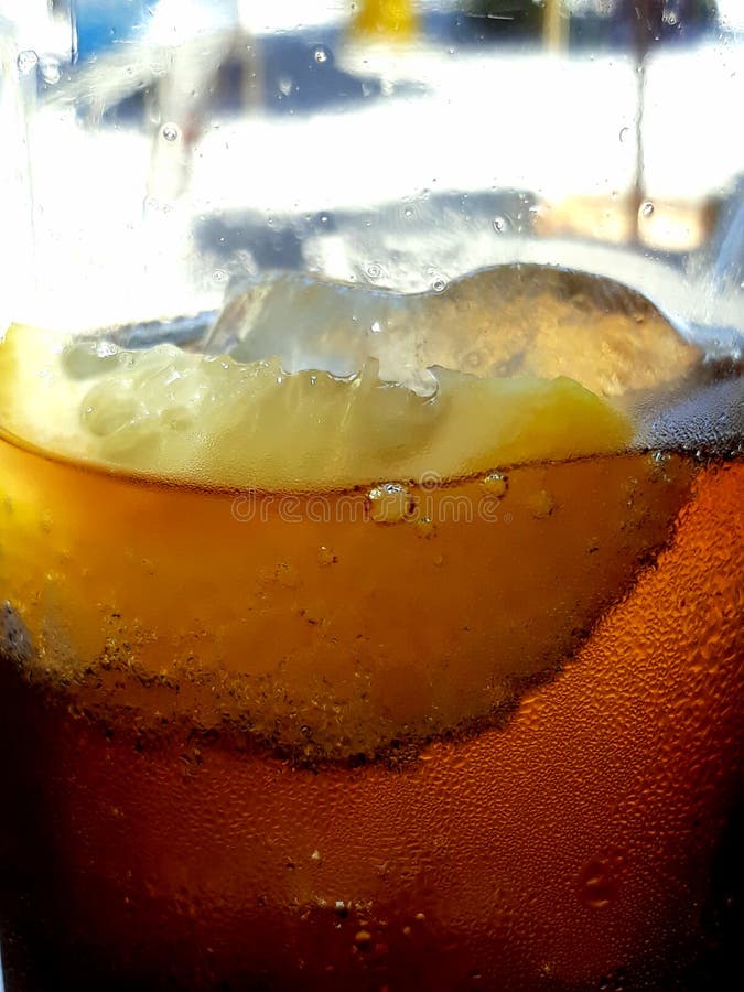 Cola drink. stock image. Image of summer, closeup, lemon - 120980879