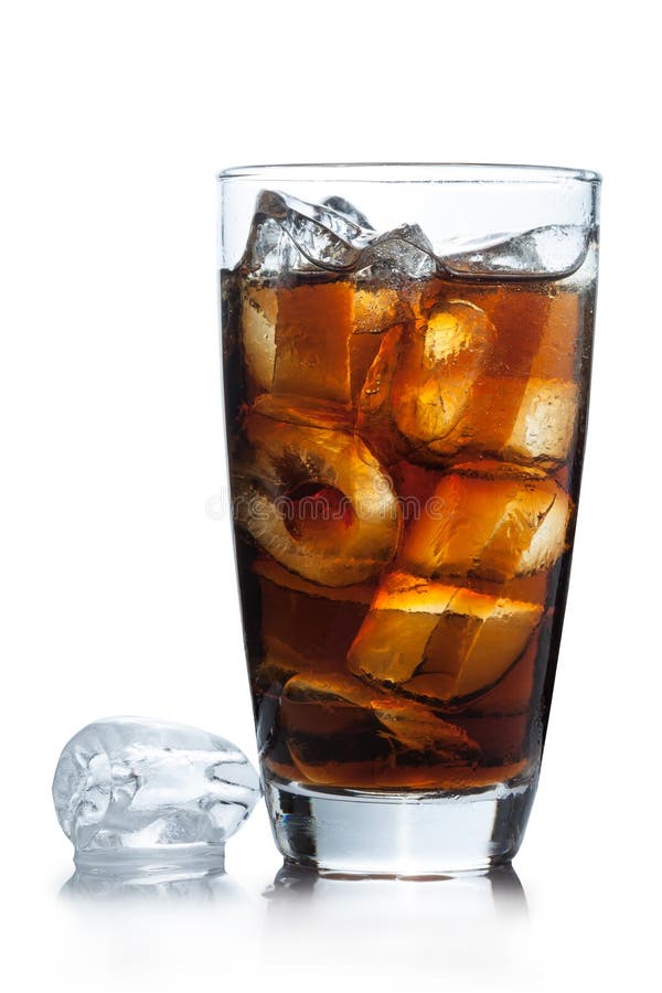 Cola Glass with Ice Cubes on Wood Table Stock Photo - Image of liquid ...