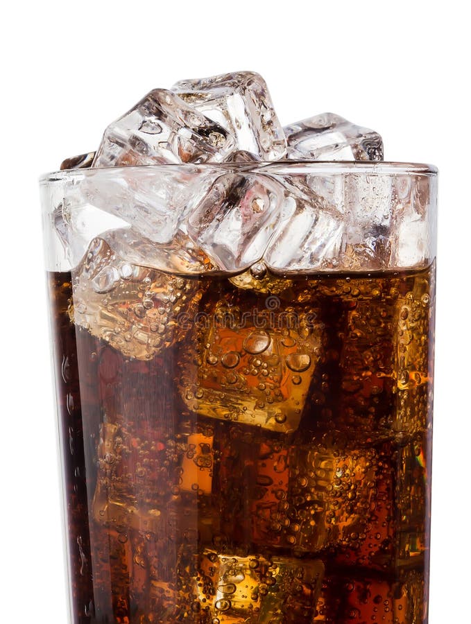 Cola Glass with Ice Cubes on a White Background Stock Image - Image of ...
