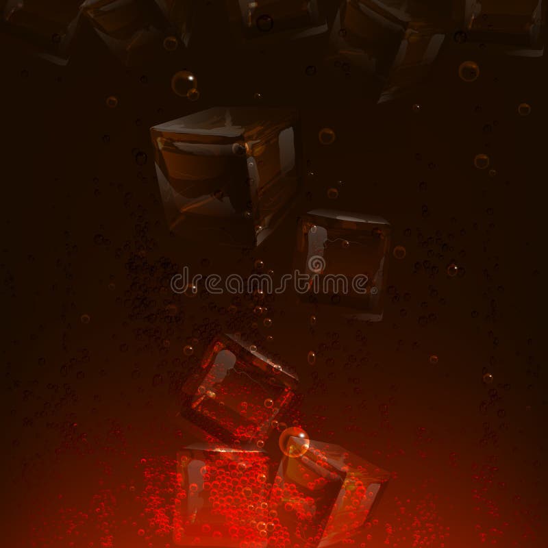 Cola with Ice Cubes and Bubbles Stock Vector - Illustration of cube ...