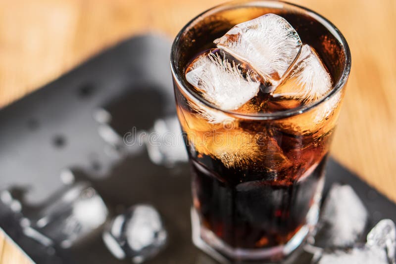 Cola with Ice Cubes and Bubbles in Glass Stock Image - Image of ...