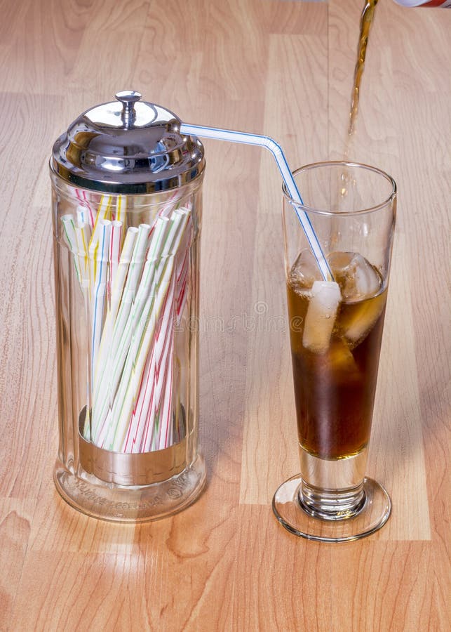 Cola Ice and Straws Make a Nice Cold Drink Stock Image - Image of wood ...