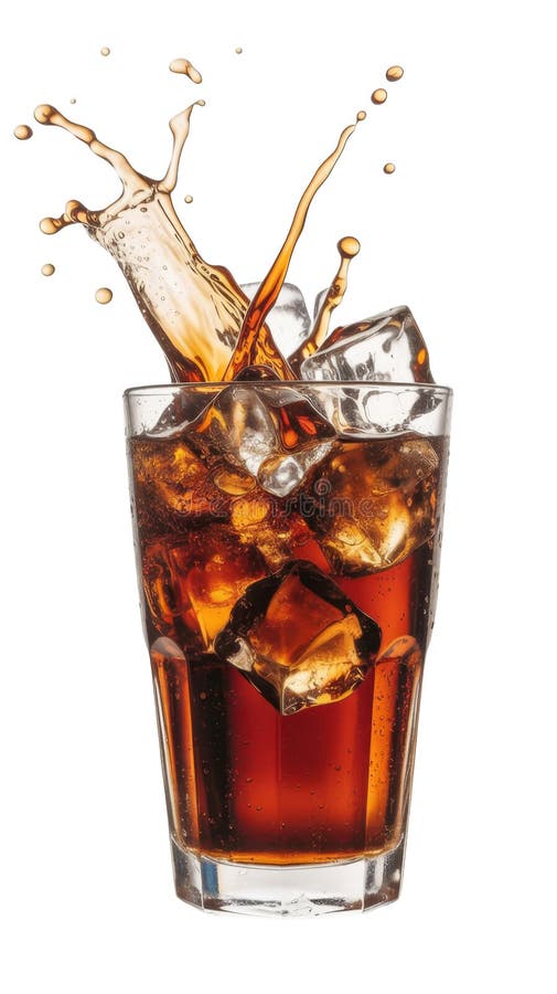 Cola Splash with Ice Cubes on White Background Stock Illustration ...