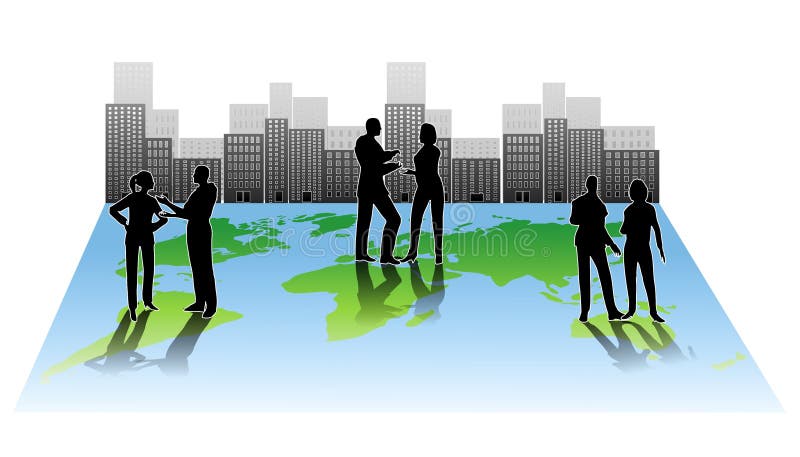 Colaboración Global De La Gente De Ciudad Stock de ilustración ...