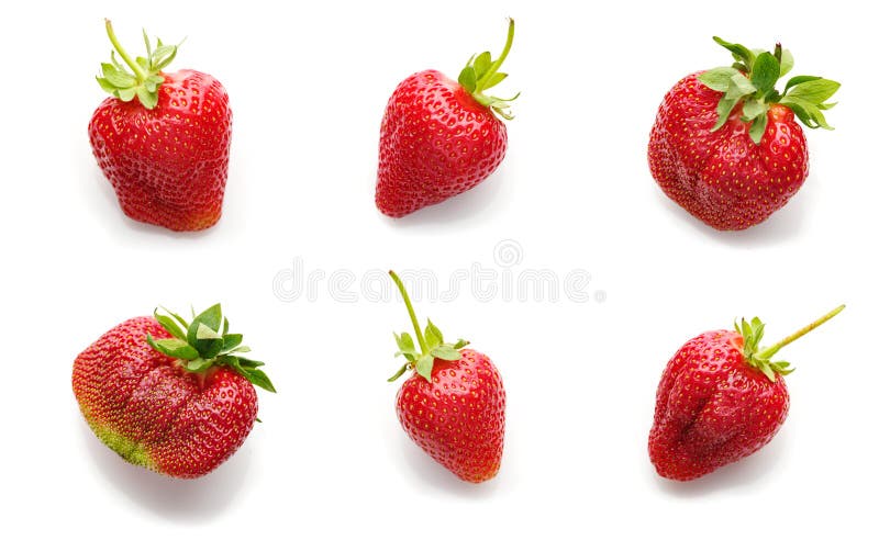 Colagem De 4 Morangos Isolados Sobre Fundo Branco Foto de Stock ...