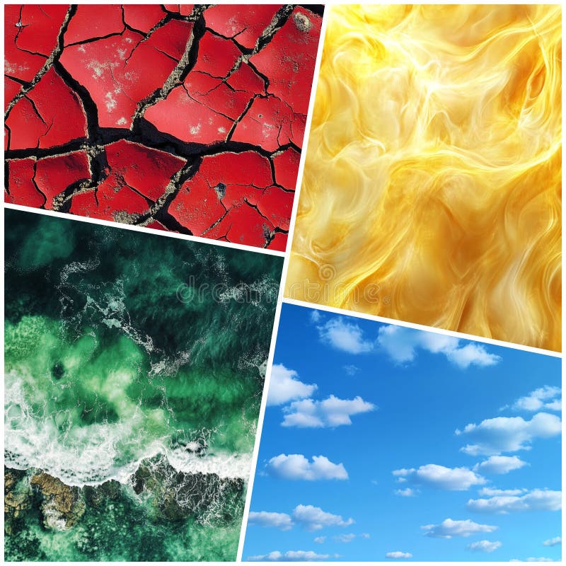 Colagem De Imagens Dos 4 Elementos Da Natureza Imagem de Stock - Imagem ...