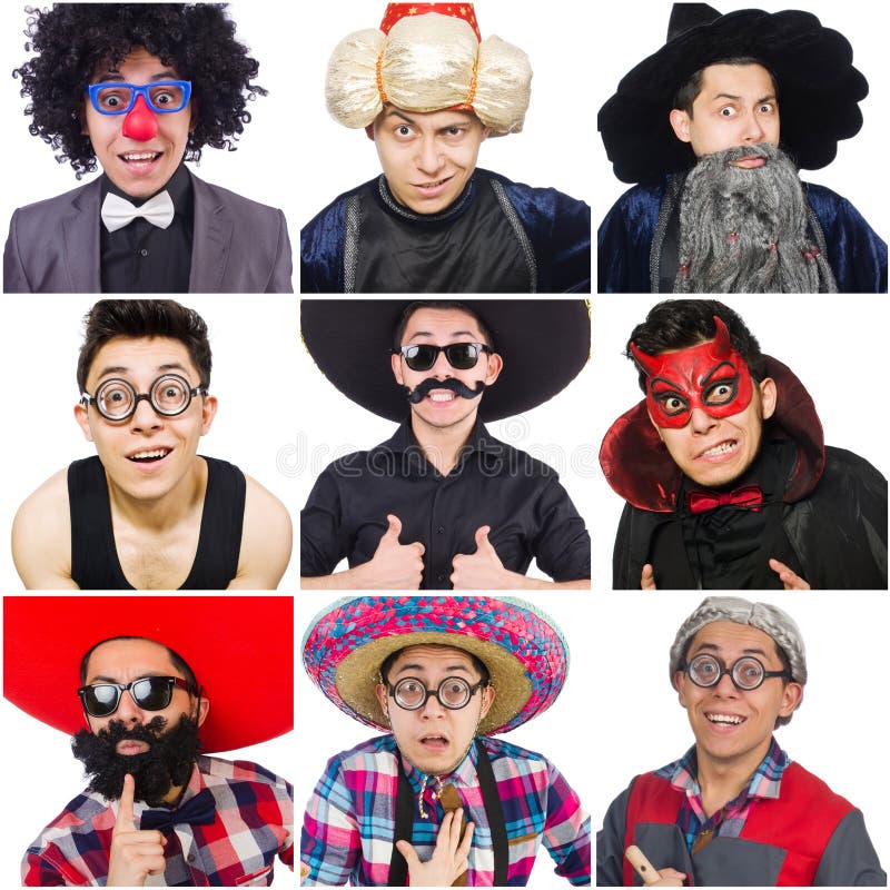 A Colagem De Muitas Caras Do Mesmo Modelo Imagem de Stock - Imagem de ...