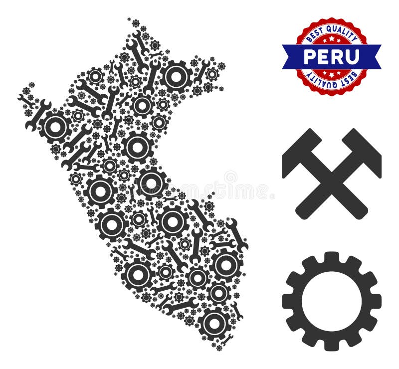 Colagem Peru Map De Ferramentas Do Reparo Ilustração do Vetor ...