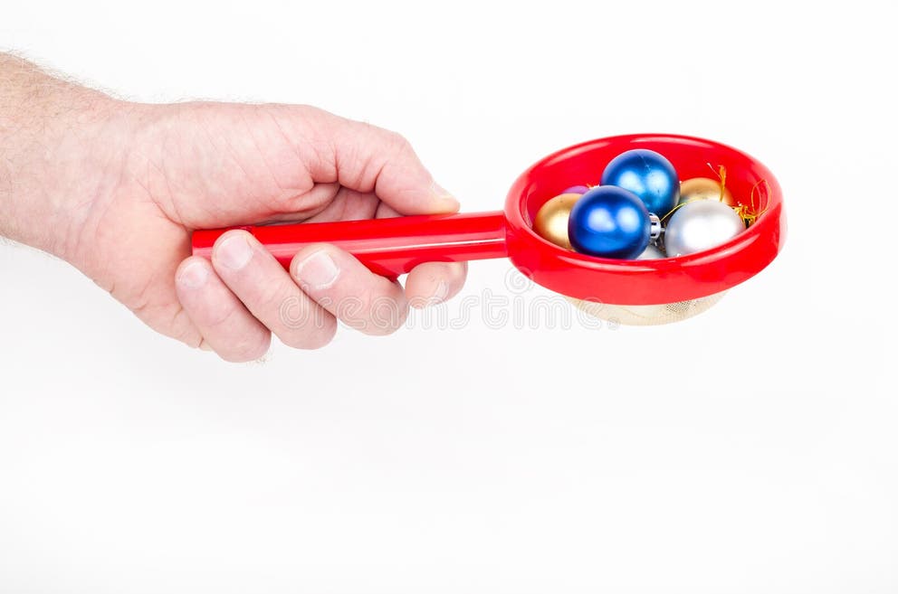 Colander with Christmas Decorations Stock Photo - Image of symbol, ball ...