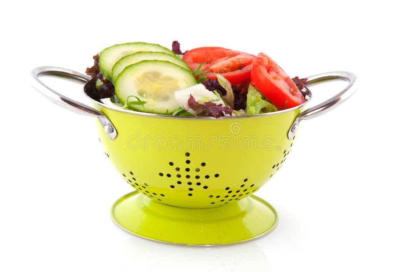 Colander with fresh salad stock image. Image of tomatoes - 13327905