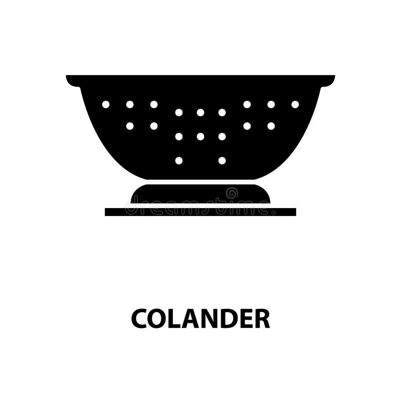 Colander Icon, Black Vector Sign with Editable Strokes, Concept ...