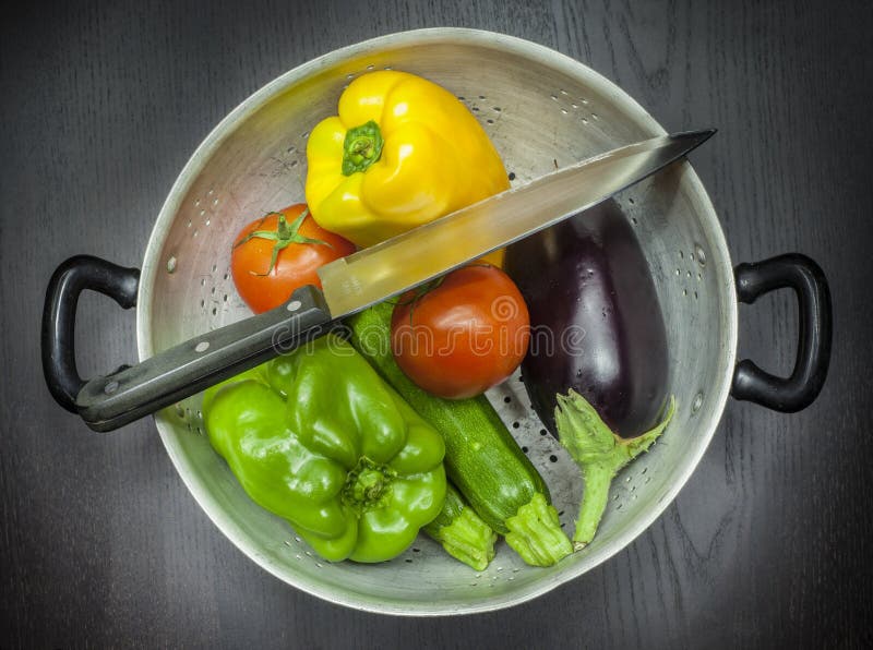 Knife and vegetables stock photo. Image of cutter, kitchen - 46682130
