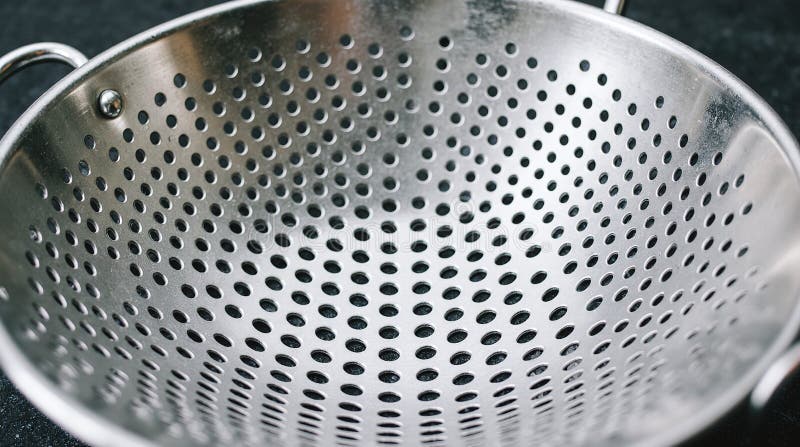 Colander of Stainless Steel Metal, Kitchen Utensil Tool Stock ...