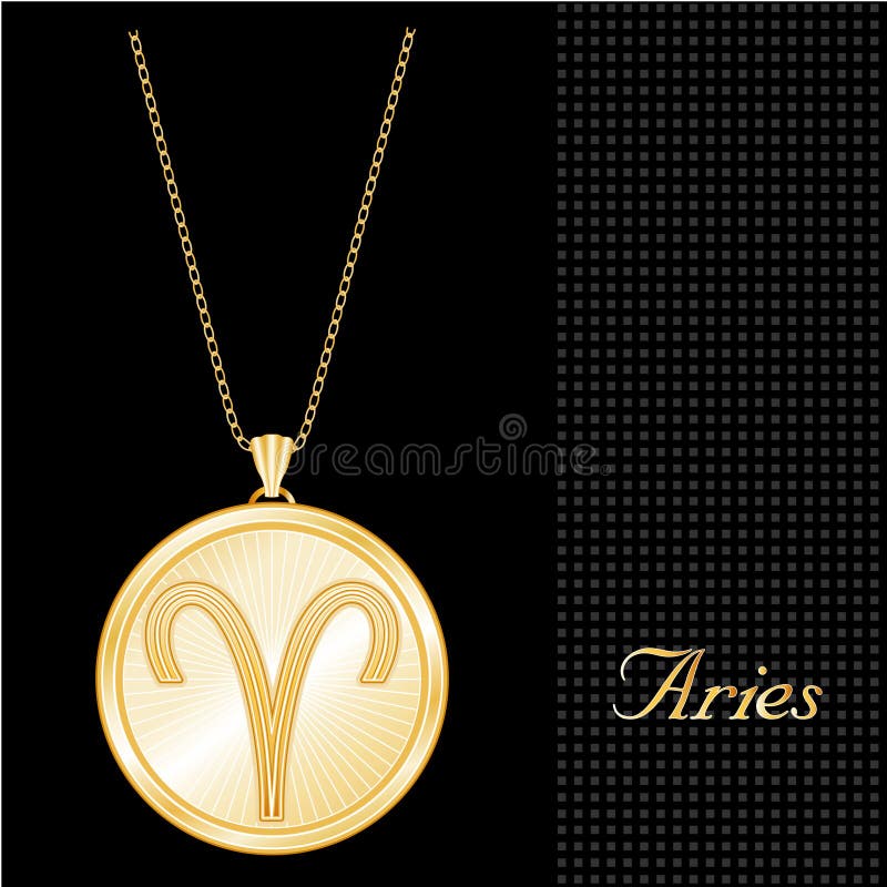 Colar Dourada Do Pendente Do Aries (EPS+JPG) Ilustração do Vetor ...