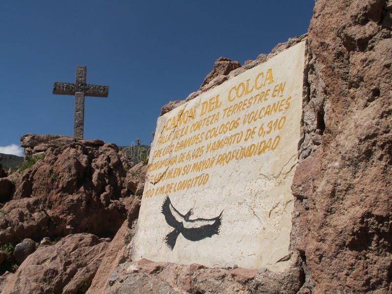 Colca Canyon Sign editorial photo. Image of south, condor - 45904451