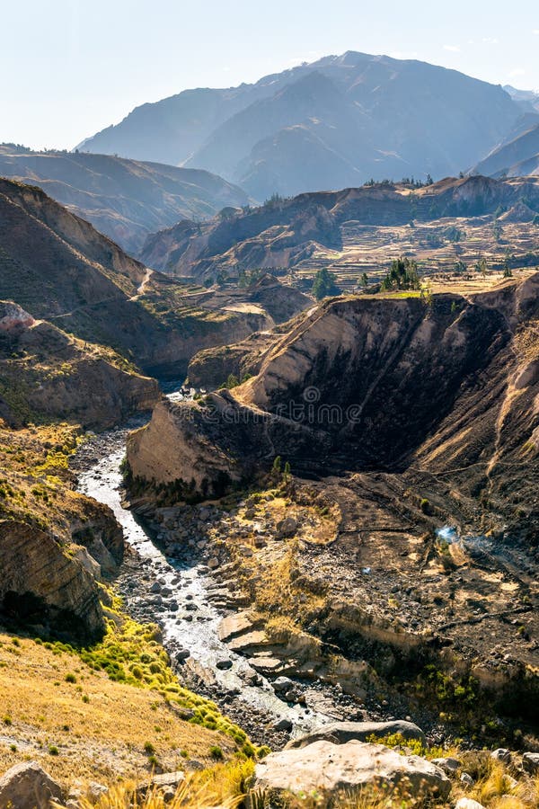 The Colca River with Its Canyon in Peru Stock Image - Image of tourism ...