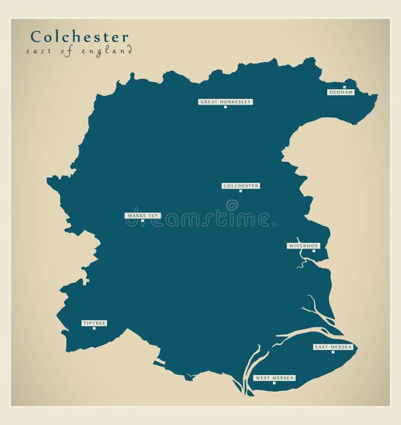 Colchester District Map - England UK Stock Vector - Illustration of ...