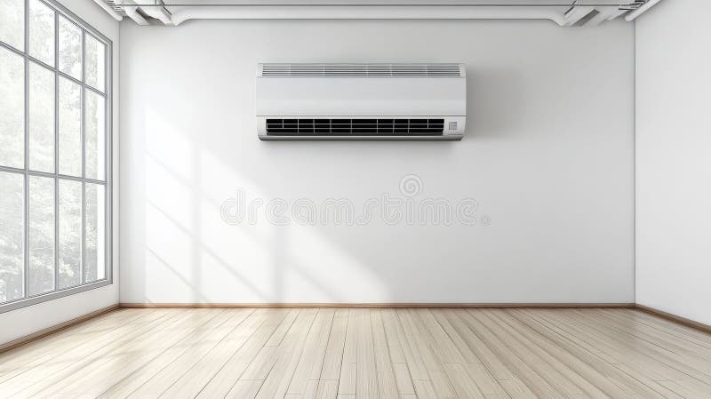 Cold Air Conditioning System Mounted on White Wall in Bright Room Stock ...