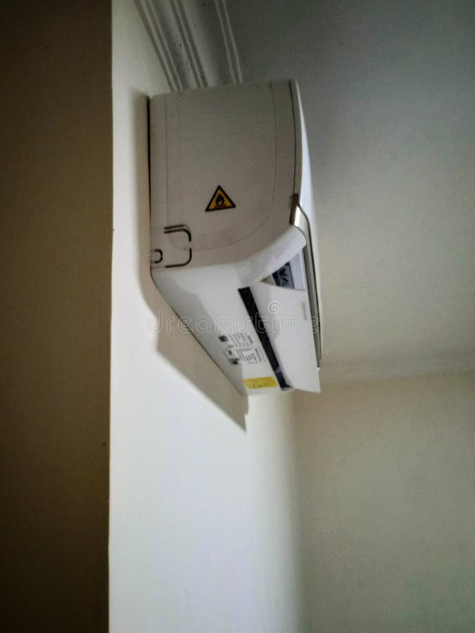Cold Air Conditioning System in White Wall Room Stock Image - Image of ...