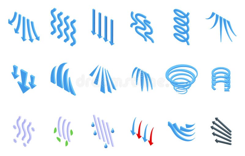 Cold Air Flow Icons Set Isometric Vector. Wind Air Effect Stock ...