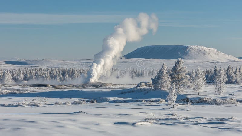 Cold Air Makes Steam Rising from a Hot Spring or Geothermal Vent ...