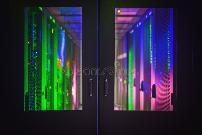 A Cold Aisle Containment System. Stock Photo - Image of room, corridor ...