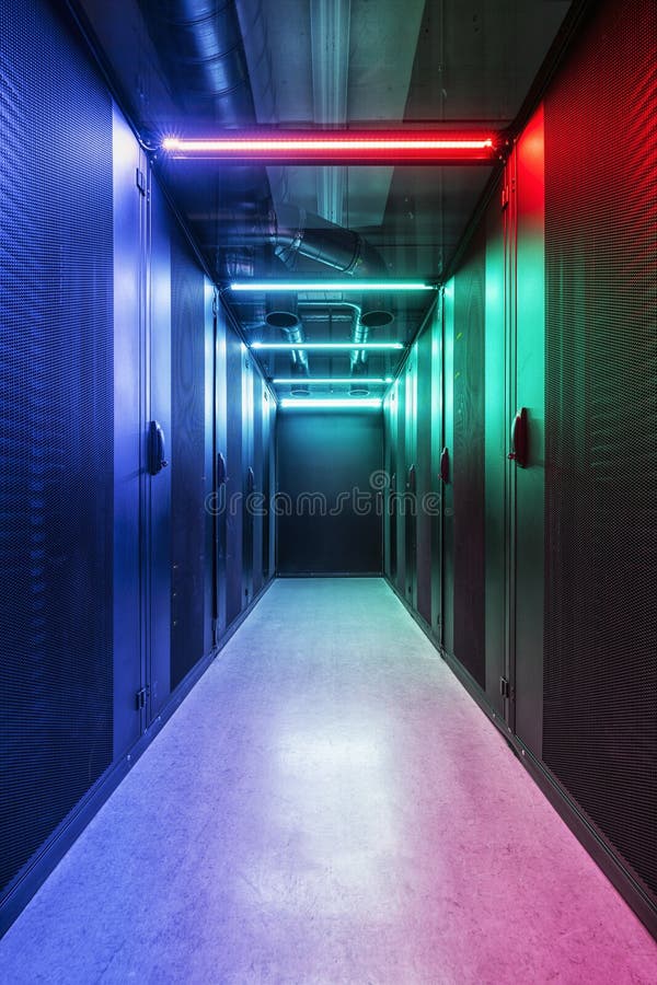 Cold Aisle of an it Server Room with Perforated Grille Doors ...