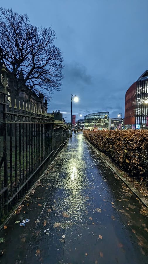 Cold and Alone Street in University of Glasgow Stock Image - Image of ...